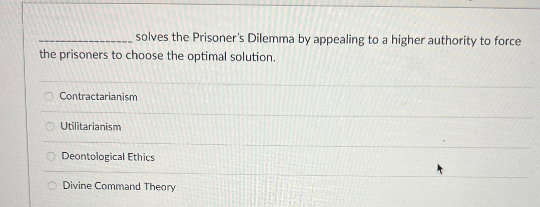 Solved solves the Prisoner's Dilemma by appealing to a | Chegg.com