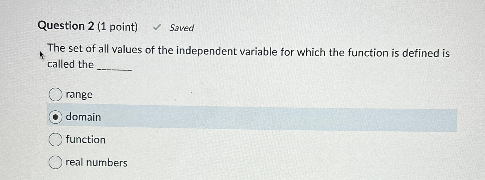 Solved Question 2 (1 ﻿point) ﻿SavedThe set of all values of | Chegg.com