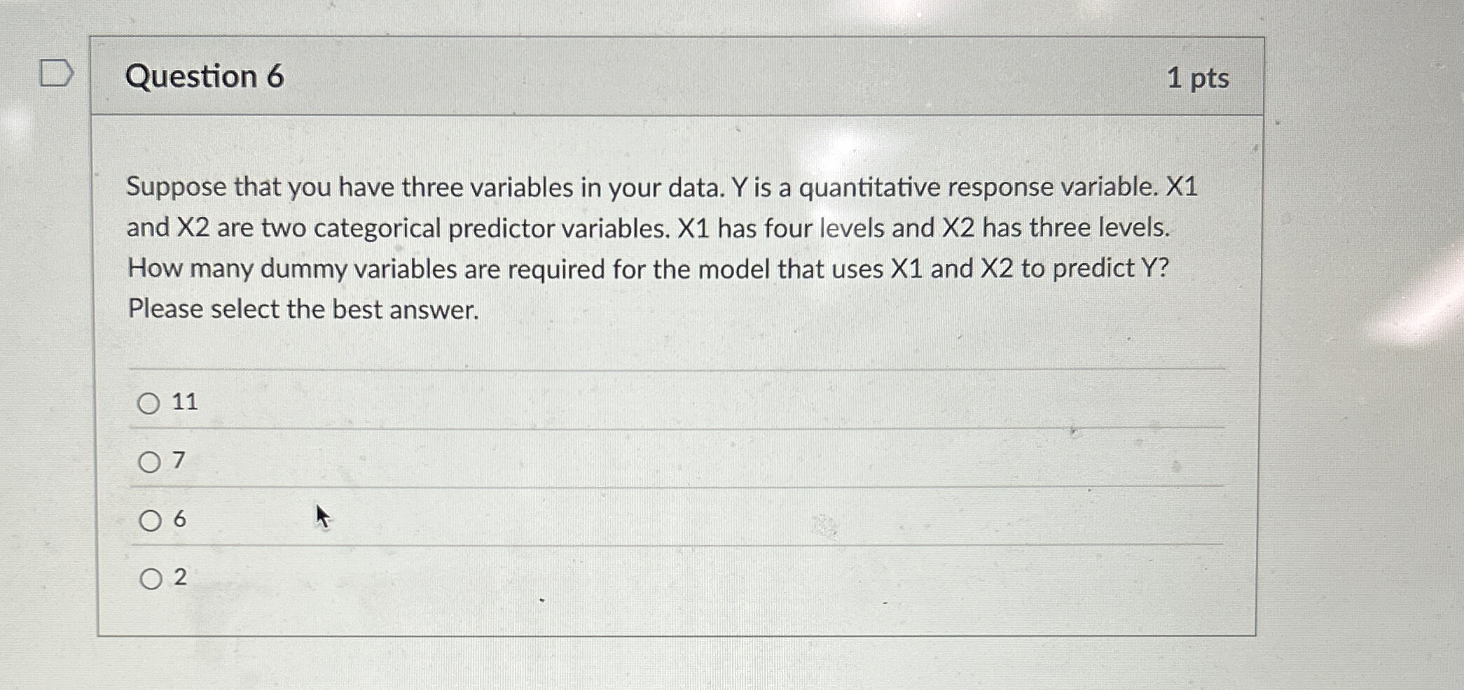 Solved Question 61 ﻿ptsSuppose that you have three variables | Chegg.com