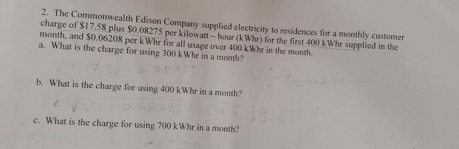 Solved The Commonwealth Edison Company supplied electricity | Chegg.com
