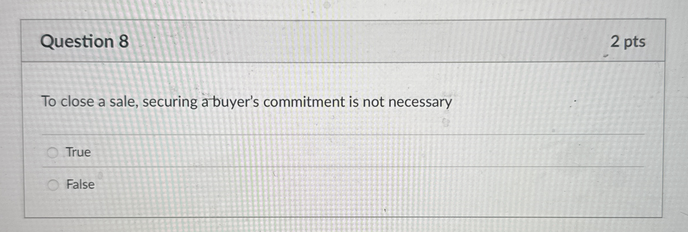Solved Question 82 ﻿ptsTo close a sale, securing a buyer's | Chegg.com