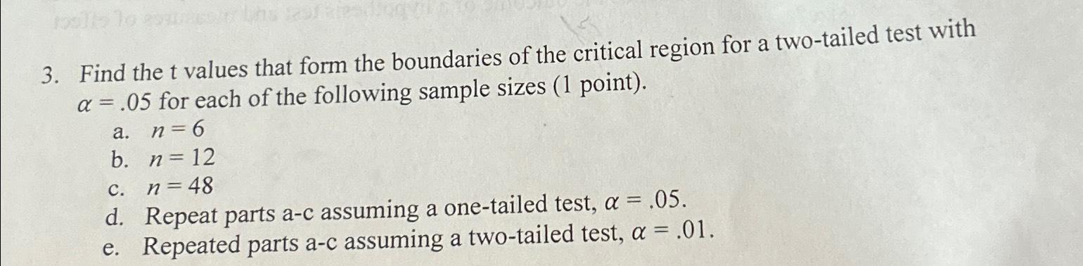 Solved Find the t ﻿values that form the boundaries of the | Chegg.com
