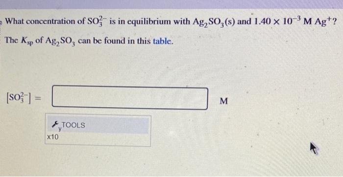 Solved What concentration of SO32− is in equilibrium with | Chegg.com