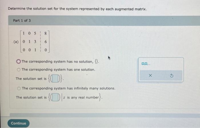 Solved Determine the solution set for the system represented | Chegg.com