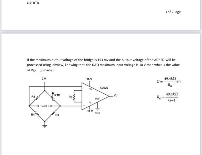 Solved Q4: RTD 3 of 2 Page If the maximum output voltage of | Chegg.com