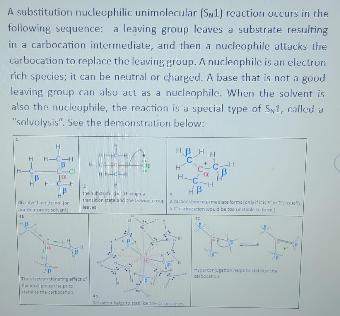 Solved A substitution nucleophilic unimolecular (SN1) | Chegg.com