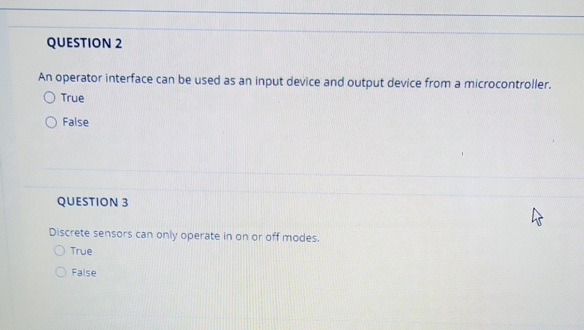 Solved An operator interface can be used as an input device | Chegg.com