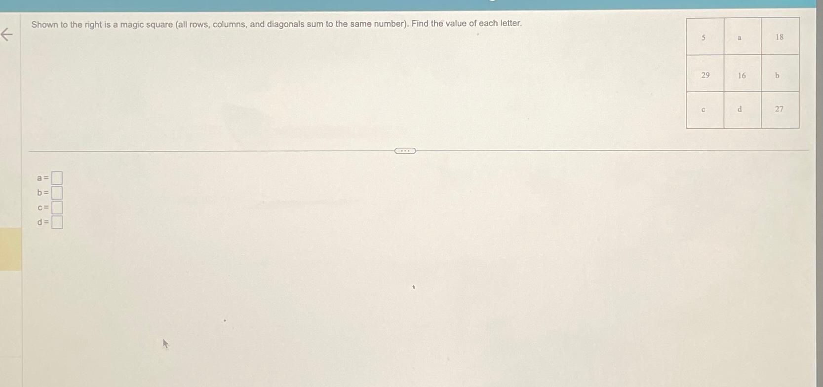 Solved Shown to the right is a magic square (all rows, | Chegg.com