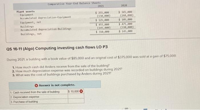 Solved QS 16-11 (Algo) Computing investing cash flows LO P3 | Chegg.com