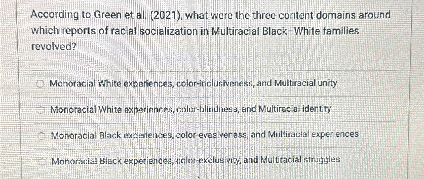 Solved According to Green et al. (2021), ﻿what were the | Chegg.com