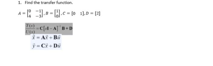 Solved 1. Find the transfer function. | Chegg.com