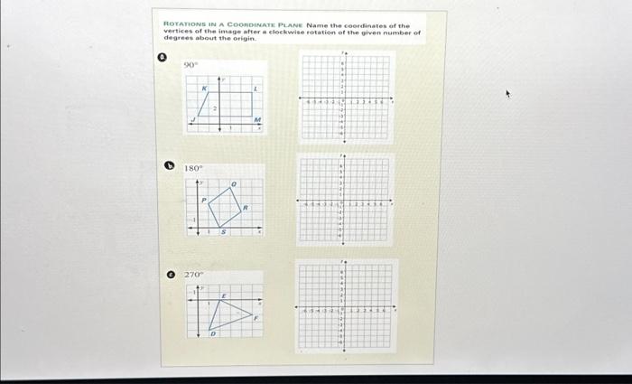 Solved Rotations In A Coordinate Plane Name The Coordinates