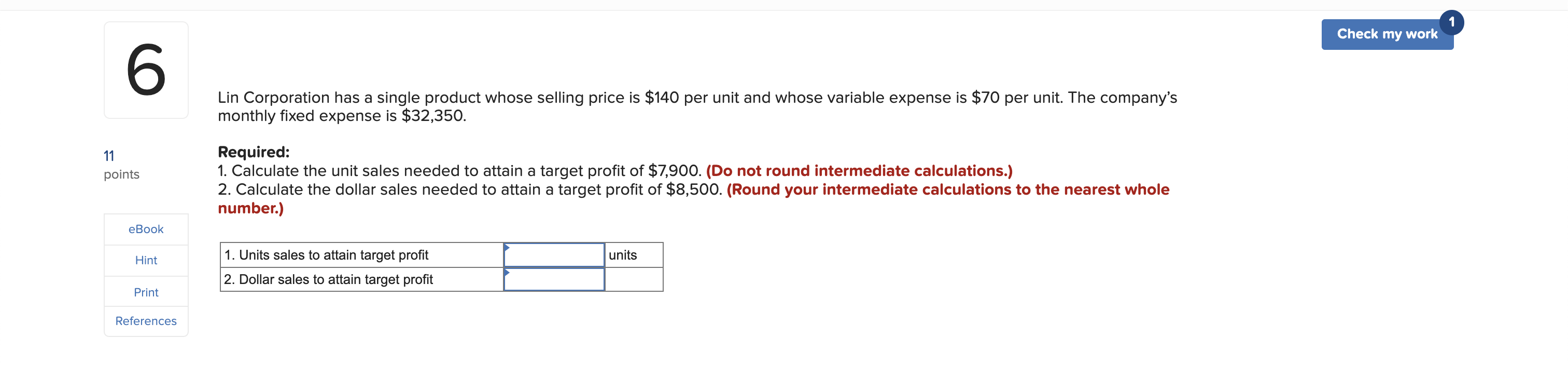 Solved Lin Corporation has a single product whose selling | Chegg.com