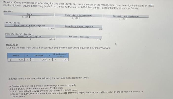 Solved Massimo Company has been operating for one year | Chegg.com