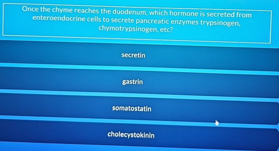Solved Once the chyme reaches the duodenum, which hormone is | Chegg.com