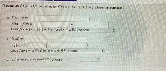 Solved (1 point) Let S:R-R be defined by f(x) = (-4x, -8x, 5 | Chegg.com