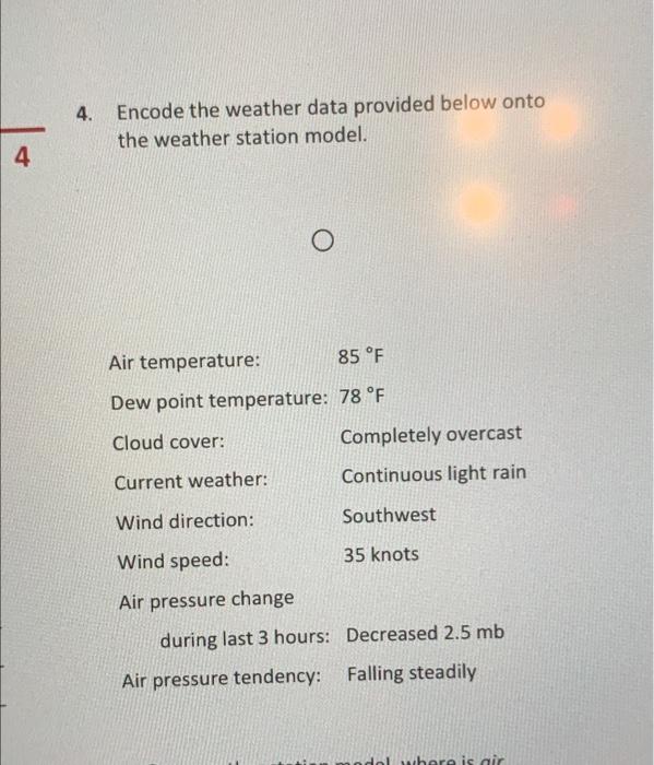 Solved 4 4. Encode the weather data provided below onto the | Chegg.com