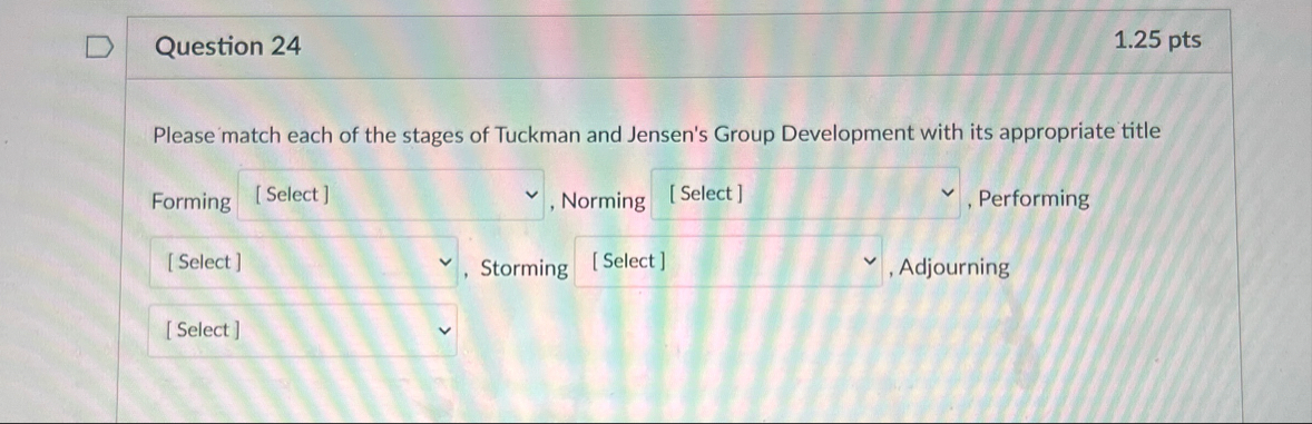 Solved Question 241.25 ﻿ptsPlease match each of the stages | Chegg.com