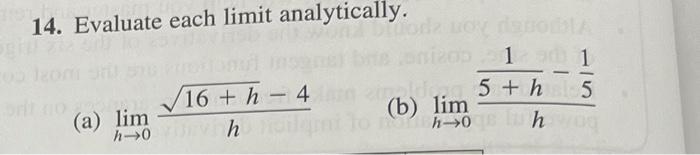 Solved 14. Evaluate each limit analytically. giul zia 30 | Chegg.com