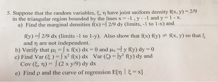 Solved 5. Suppose that the random variables, 5, n have joint | Chegg.com