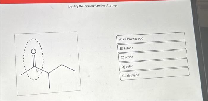 Solved Identify the circled functional group. | Chegg.com