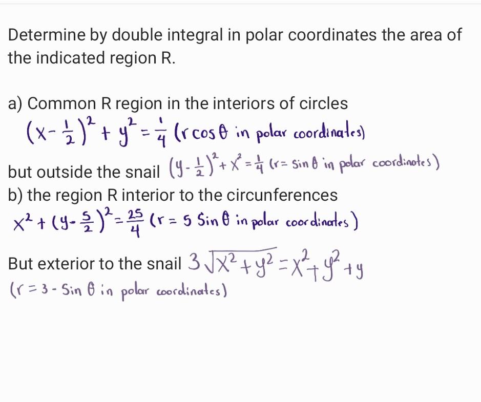 Solved Determine by double integral in polar coordinates the | Chegg.com