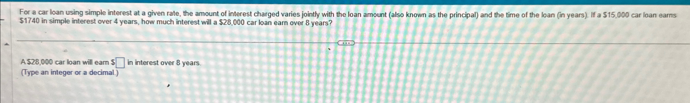 Solved For a car loan using simple interest at a given rate, | Chegg.com