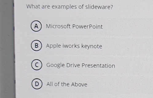 Solved What are examples of slideware?Microsoft | Chegg.com