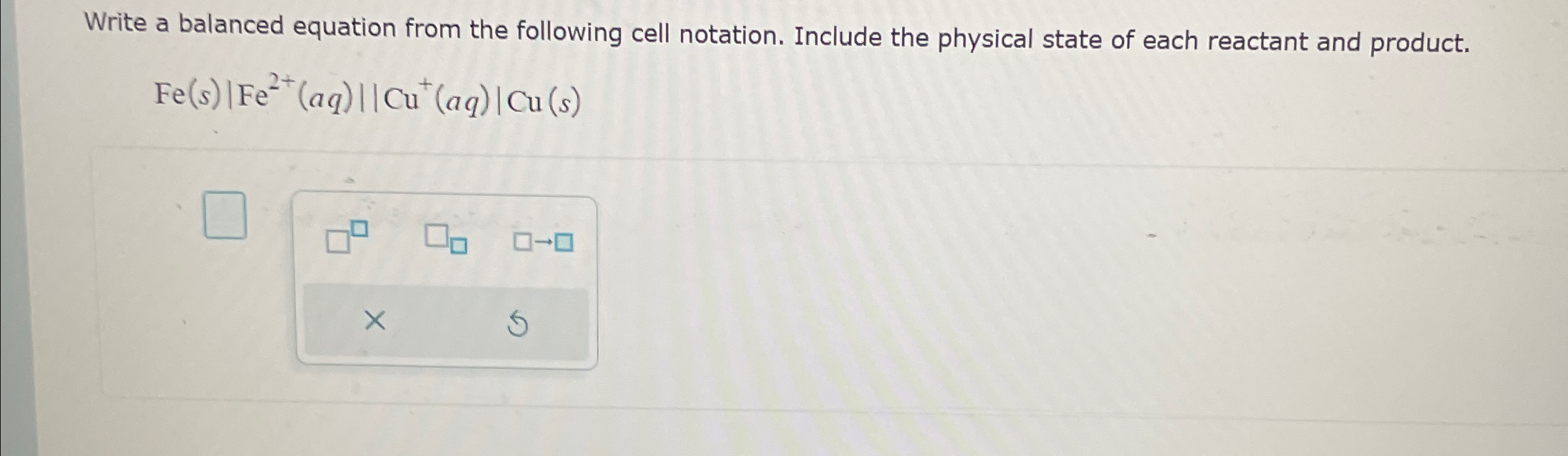 Solved Write a balanced equation from the following cell | Chegg.com