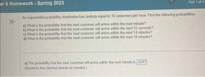 Solved An exponential probability distribution has lambda | Chegg.com