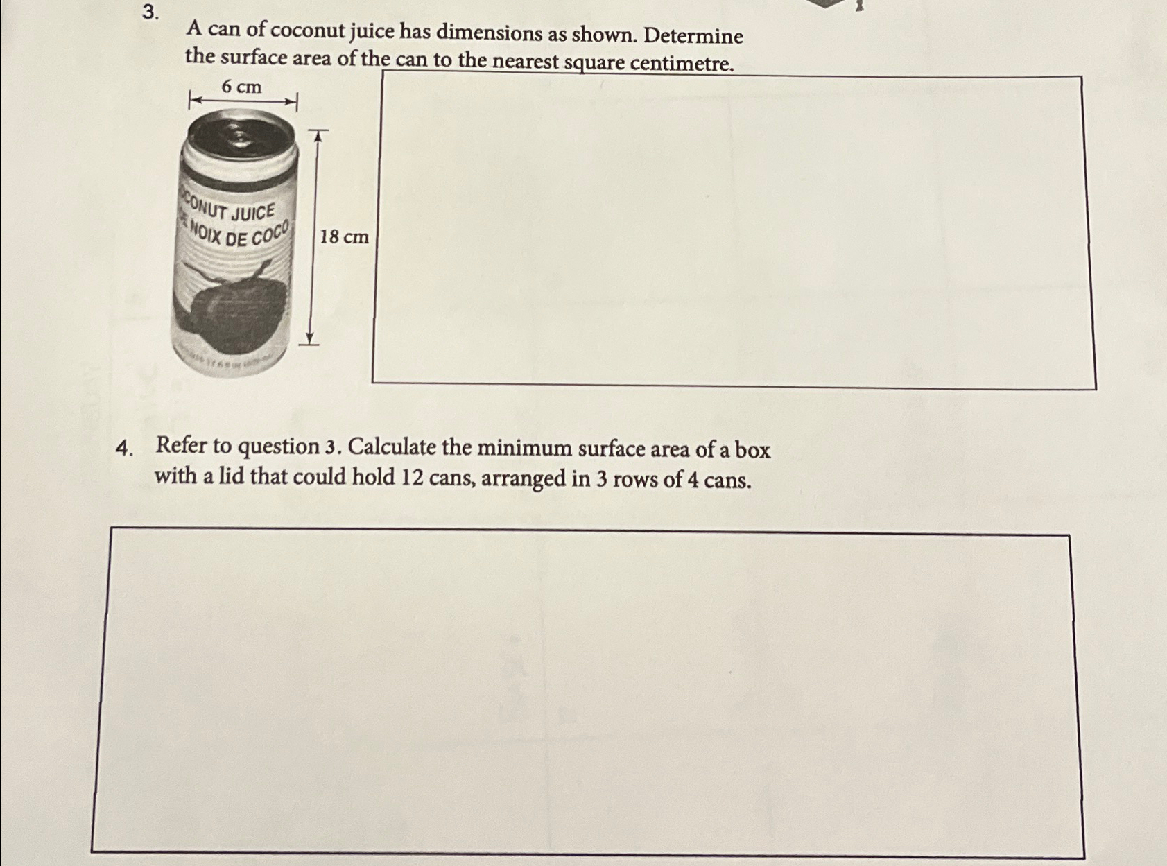 Solved A can of coconut juice has dimensions as shown. | Chegg.com