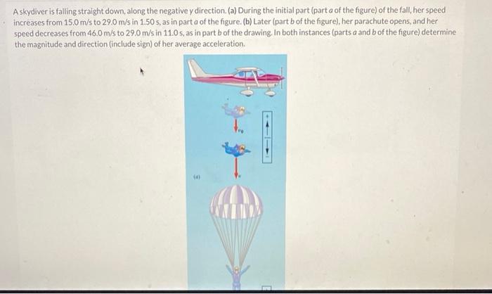 Solved A skydiver is falling straight down, along the | Chegg.com
