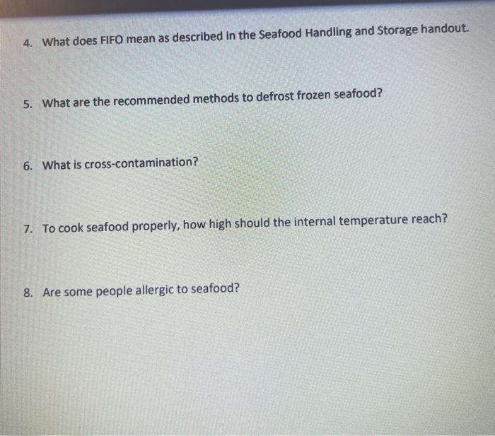Solved 4. What does FIFO mean as described in the Seafood | Chegg.com
