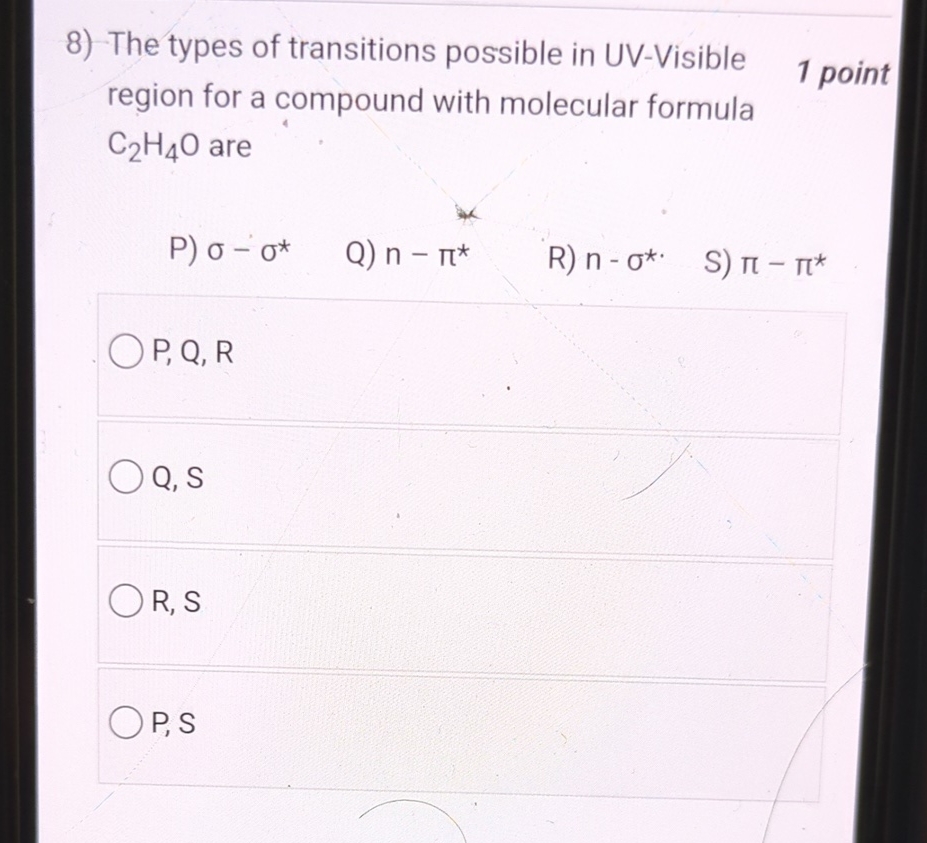 Solved The types of transitions possible in UV-Visible1 | Chegg.com