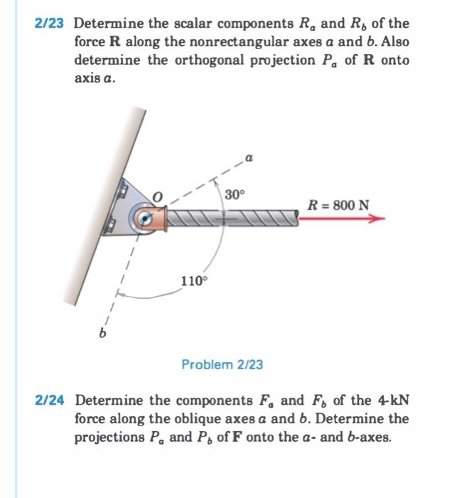 Solved 2/23 Determine the scalar components Ra and Rb of the | Chegg.com