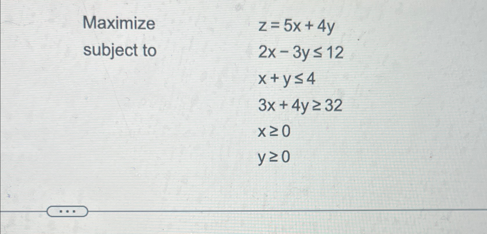 Solved Maximize z=5x+4y ﻿subject | Chegg.com