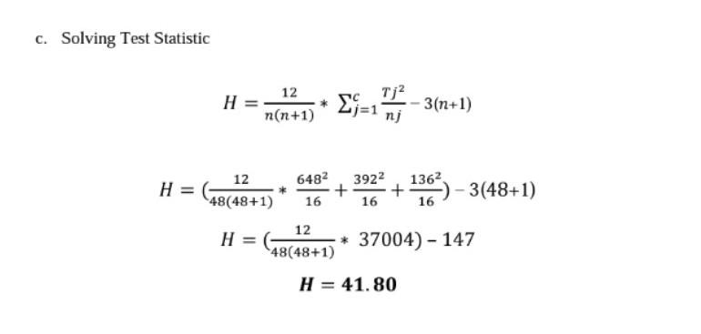 Solved The Kruskal Wallis H. Test is defined to be the | Chegg.com