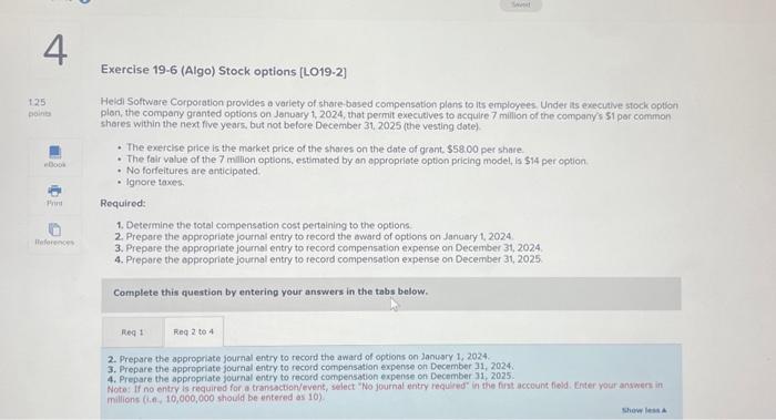 Solved Exercise 19-6 (Algo) Stock options [LO19-2] Heldi | Chegg.com