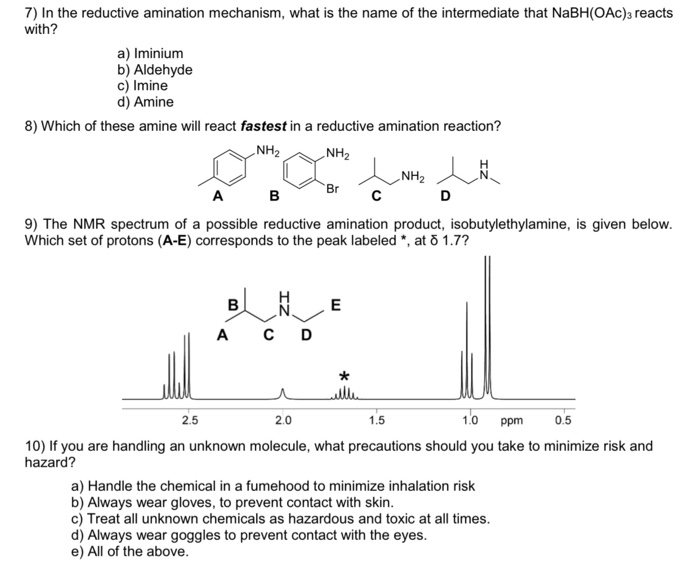 Solved 7) In the reductive amination mechanism, what is the | Chegg.com