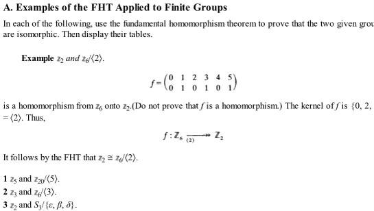 Solved A. Examples of the FHT Applied to Finite Groups In | Chegg.com