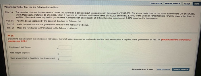 Solved FULL SCREEN PRINTER VERSION RACK NEXT Madawaska | Chegg.com