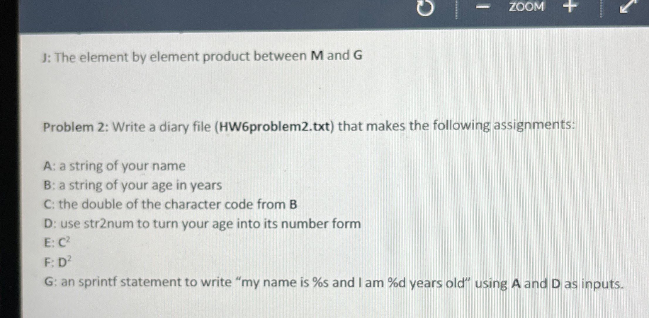 Solved J: The element by element product between M ﻿and | Chegg.com