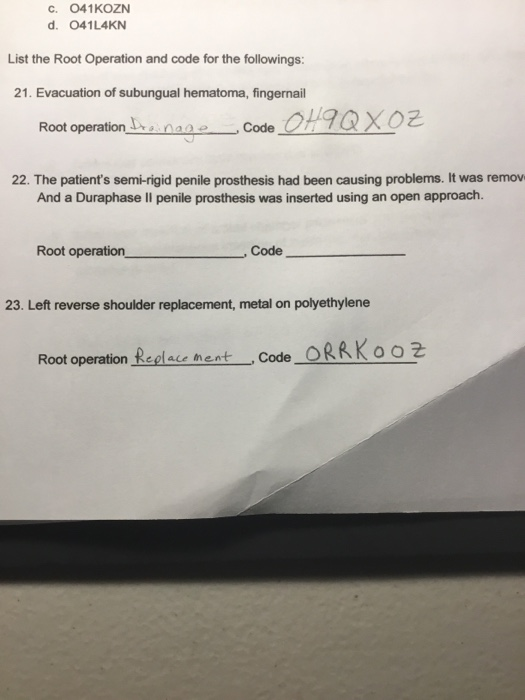Solved C. 041KOZN d. 041L4KN List the Root Operation and | Chegg.com