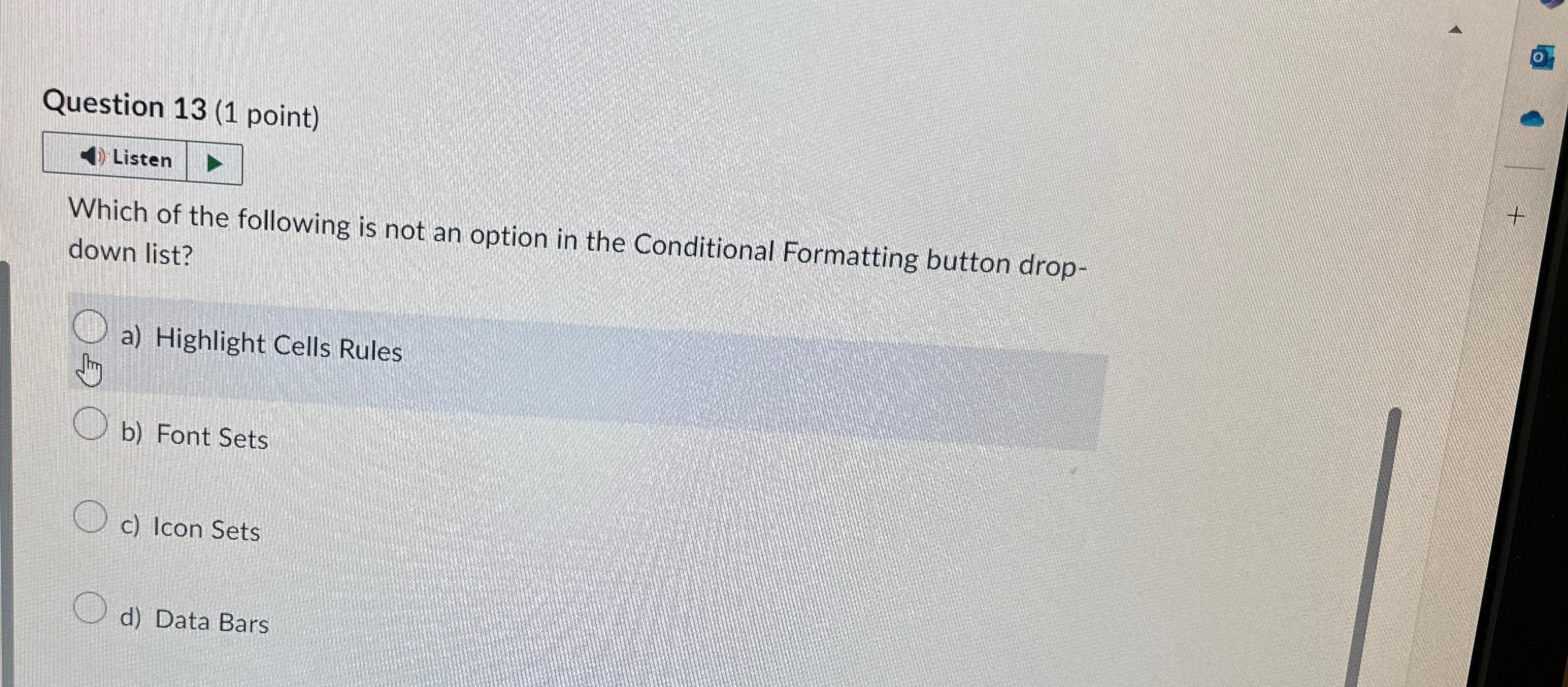 Solved Question 13 (1 ﻿point)ListenWhich of the following is | Chegg.com