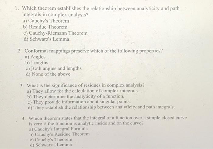 Solved 1. Which theorem establishes the relationship between | Chegg.com