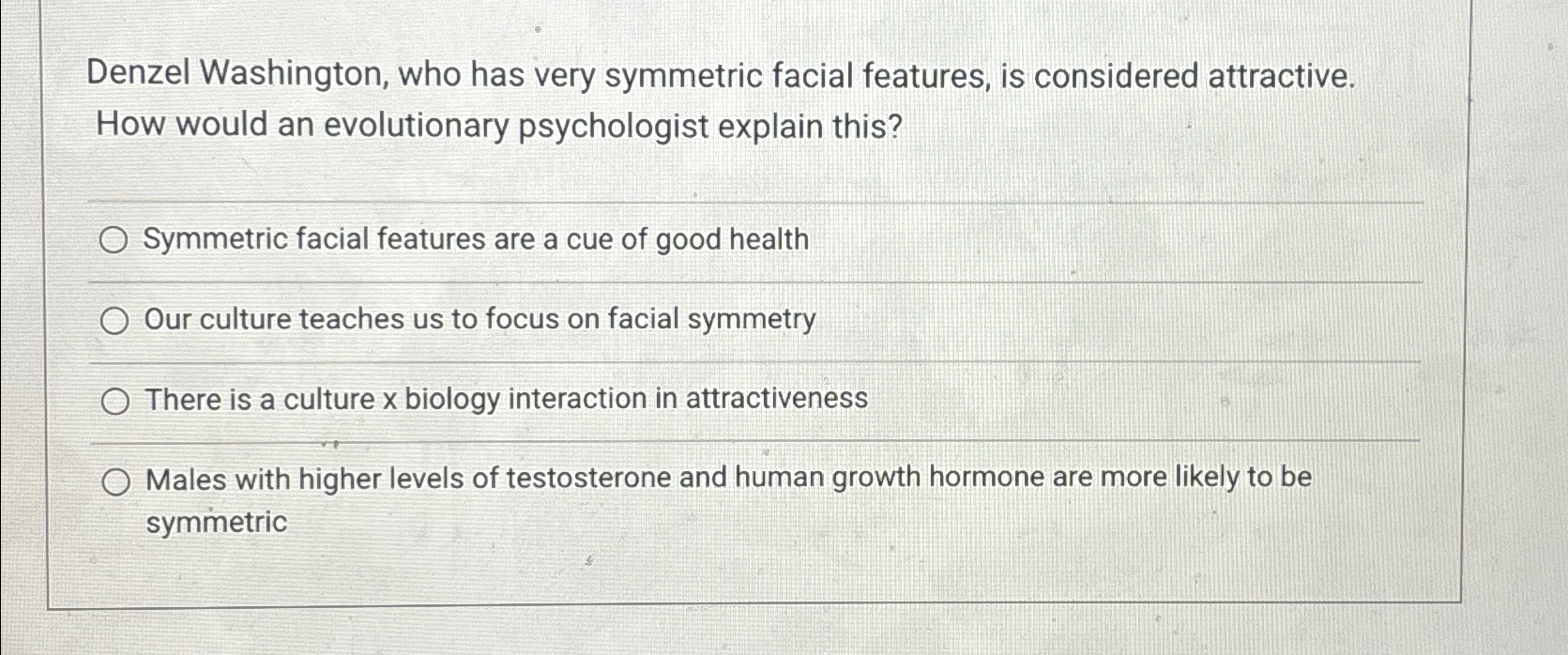 Solved Denzel Washington, who has very symmetric facial | Chegg.com
