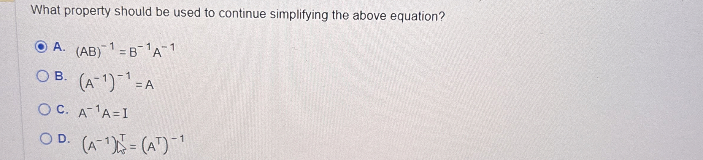 Solved What property should be used to continue simplifying | Chegg.com
