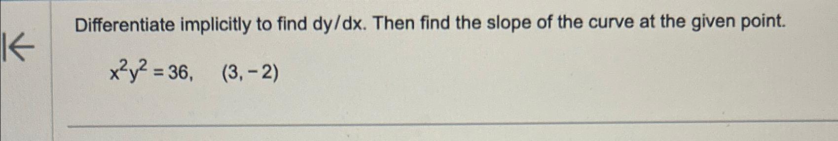 Solved Differentiate implicitly to find dydx. ﻿Then find the | Chegg.com
