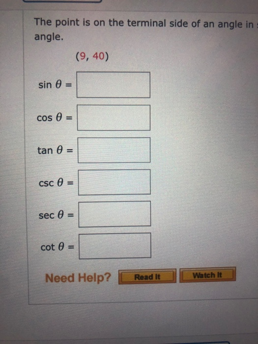 Solved The point is on the terminal side of an angle in | Chegg.com