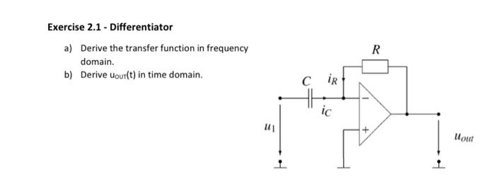 Solved Exercise 2.1 - Differentiator a) Derive the transfer | Chegg.com